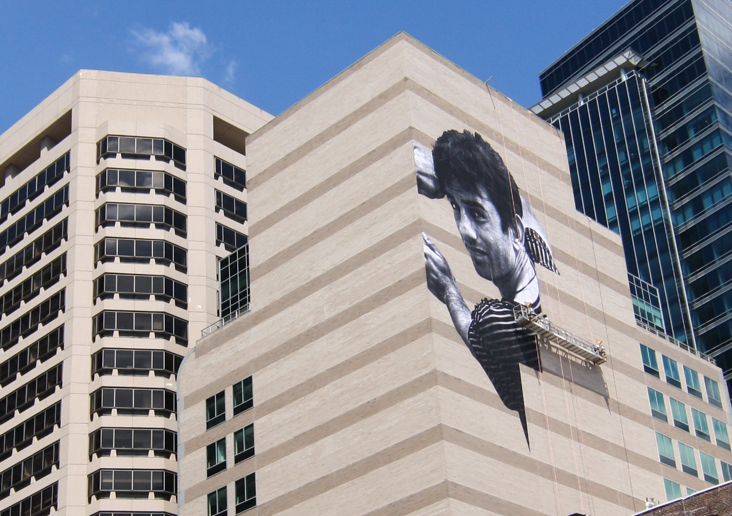 Rooftop View of JR Installing A BEAUTIFUL New Piece for Mural Arts ...